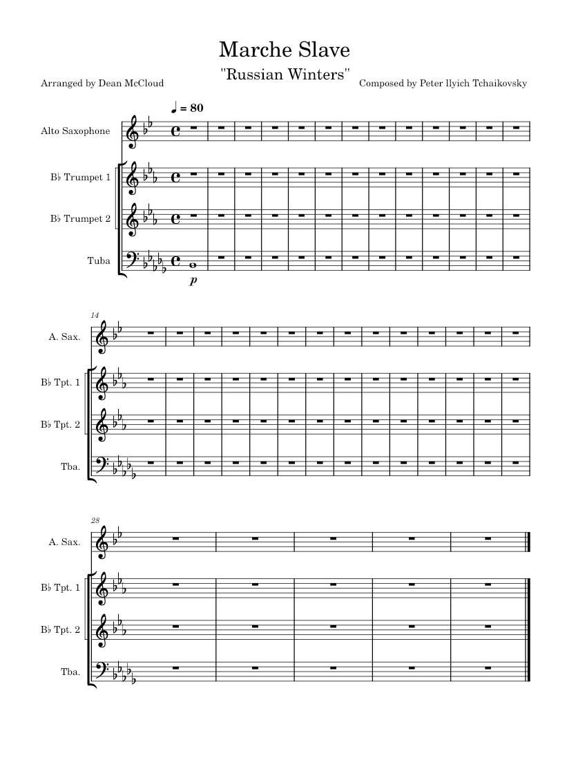 Marche Slave – Pyotr Ilyich Tchaikovsky Marche Slave Sheet music for ...