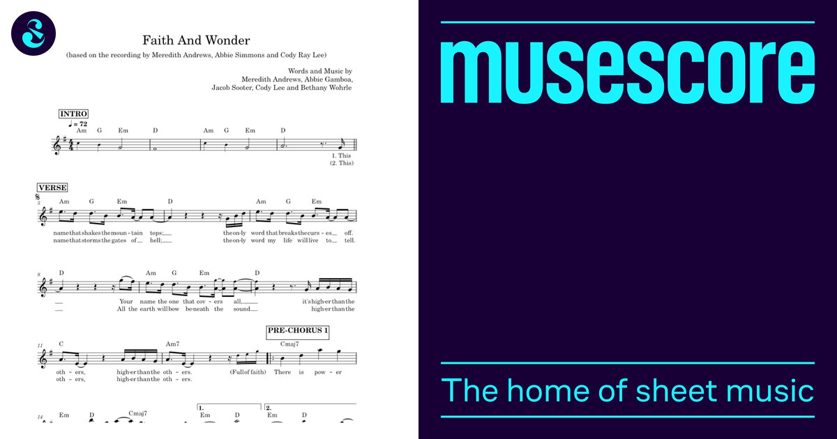 Faith and wonder - Meredith Andrews Sheet music for Synthesizer (Solo ...