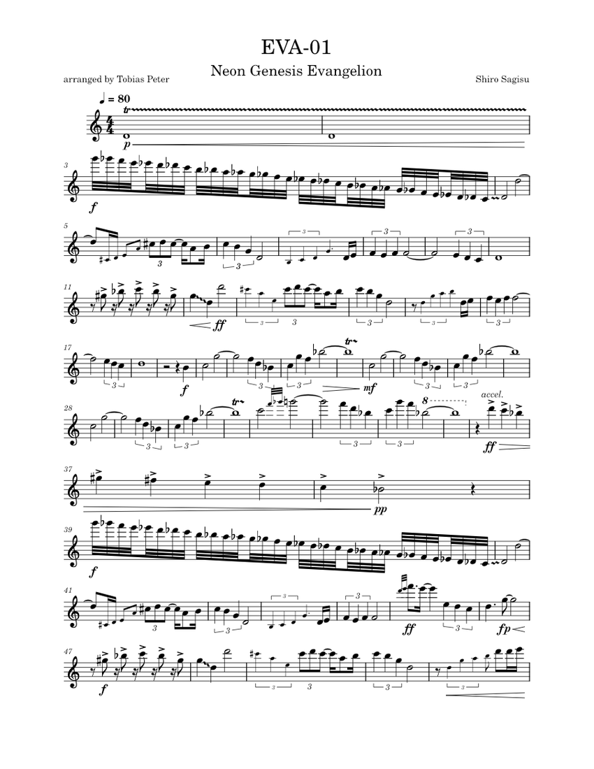EVA-01 (from Neon Genesis Evangelion) - Shiro Sagisu Sheet music for ...