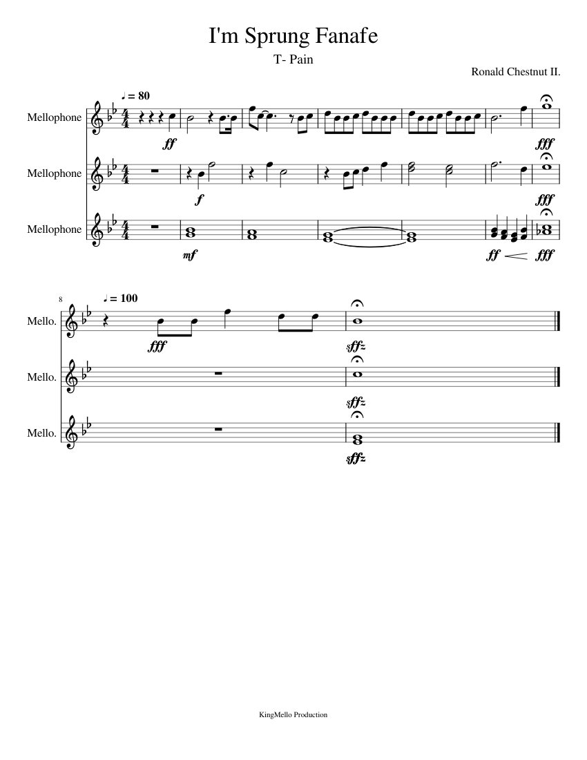 I'm Sprung Fanafe Sheet Music for Mellophone (Mixed Trio) | MuseScore.com