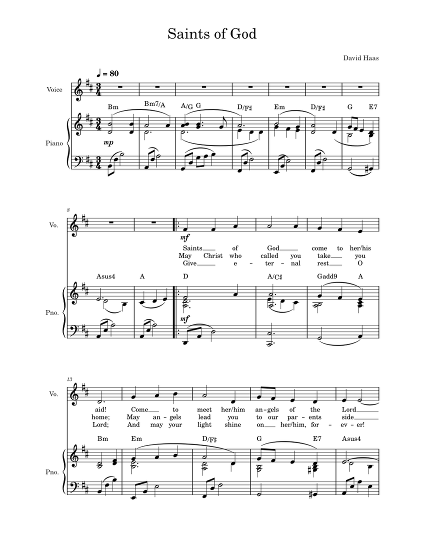 Saints of God – David Haas Sheet music for Piano, Vocals (Piano-Voice ...