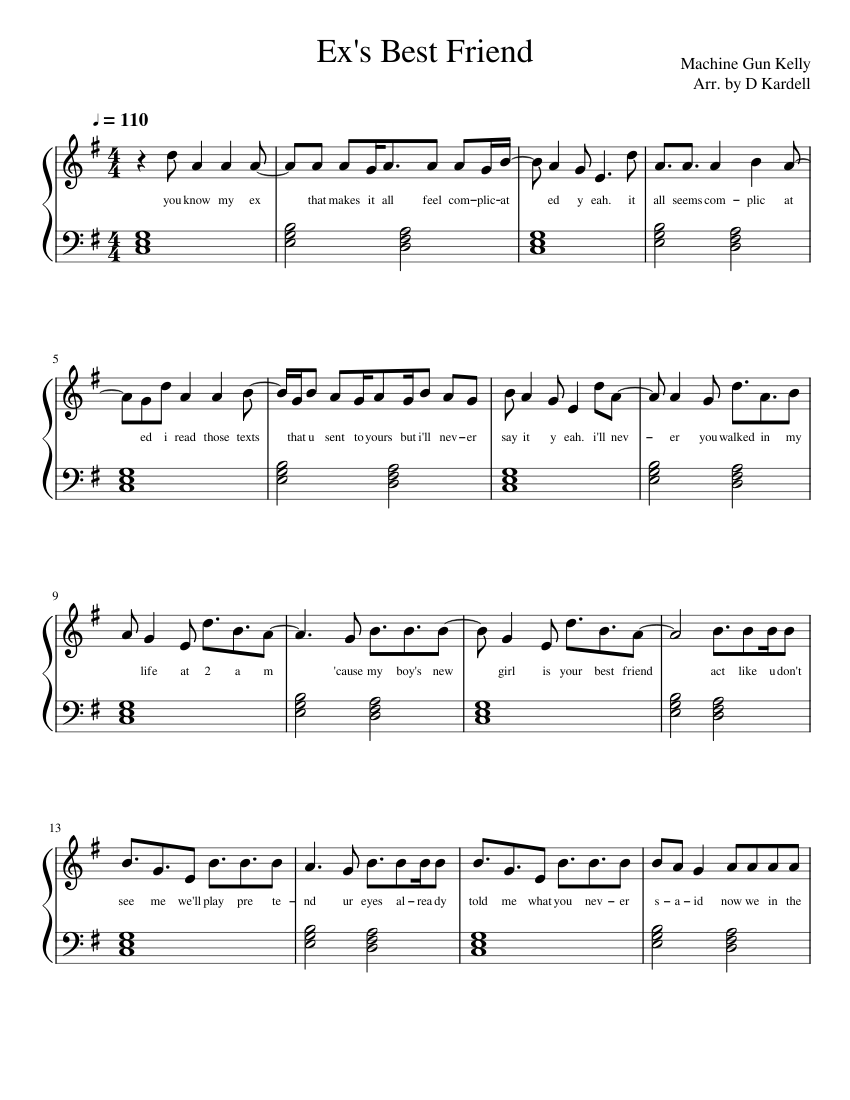 My Ex's Best Friend Sheet Music for Piano (Solo) easy | MuseScore.com