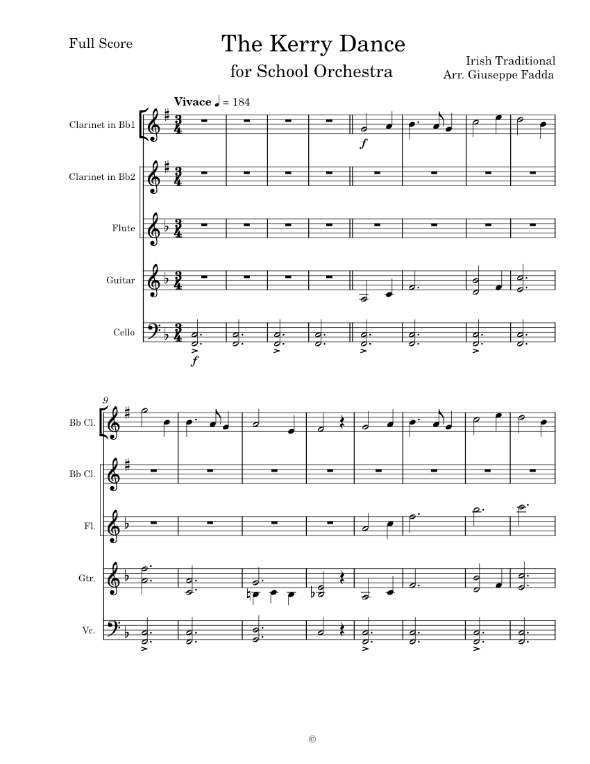 Kerry Dance – James Lynam Molloy Sheet Music for Flute, Clarinet in b ...
