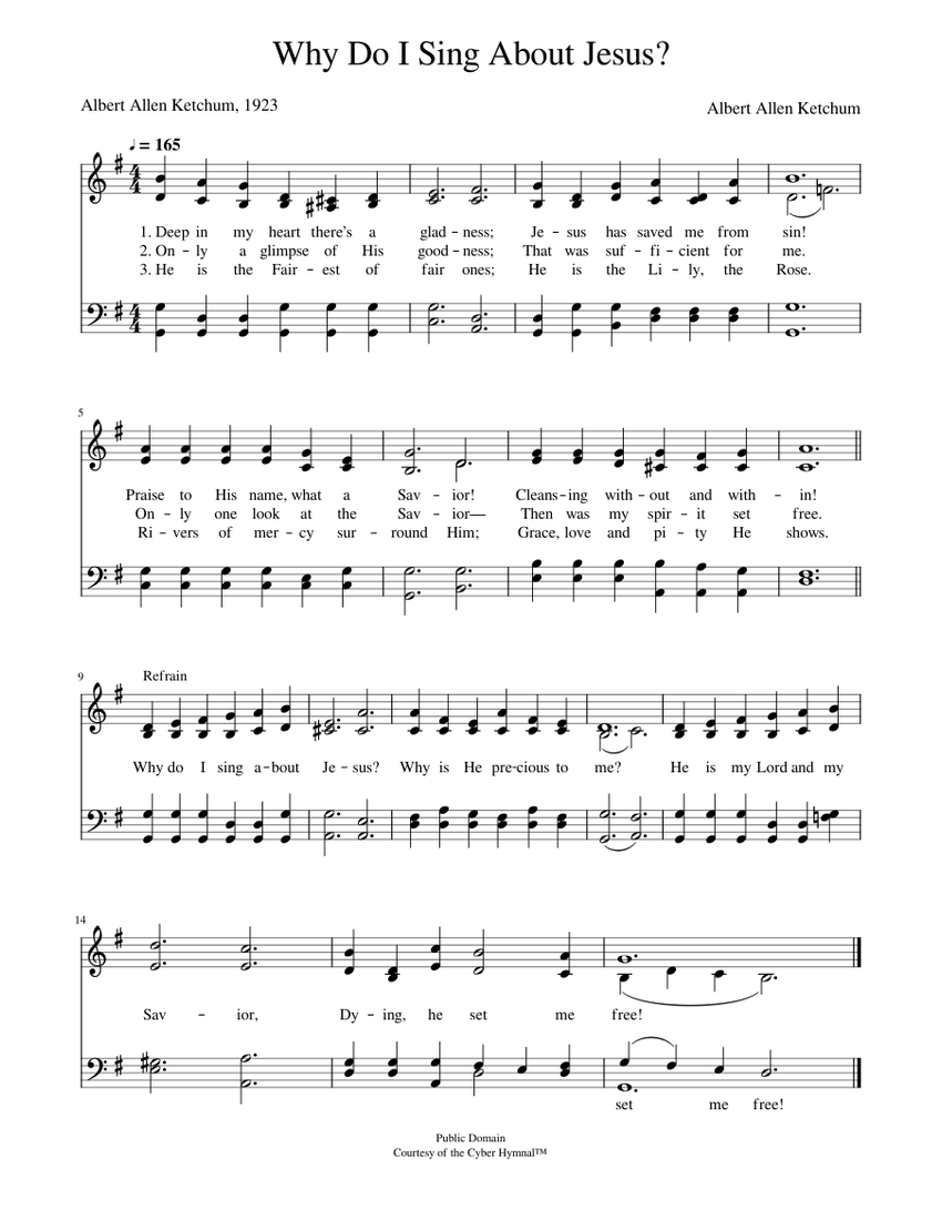 Why Do I Sing About Jesus Albert A Ketchum Sheet Music For Piano