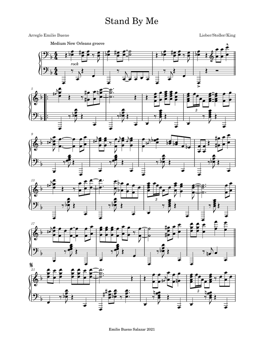 Stand by me – Ben E. King Sheet Music for Piano (Solo) | MuseScore.com