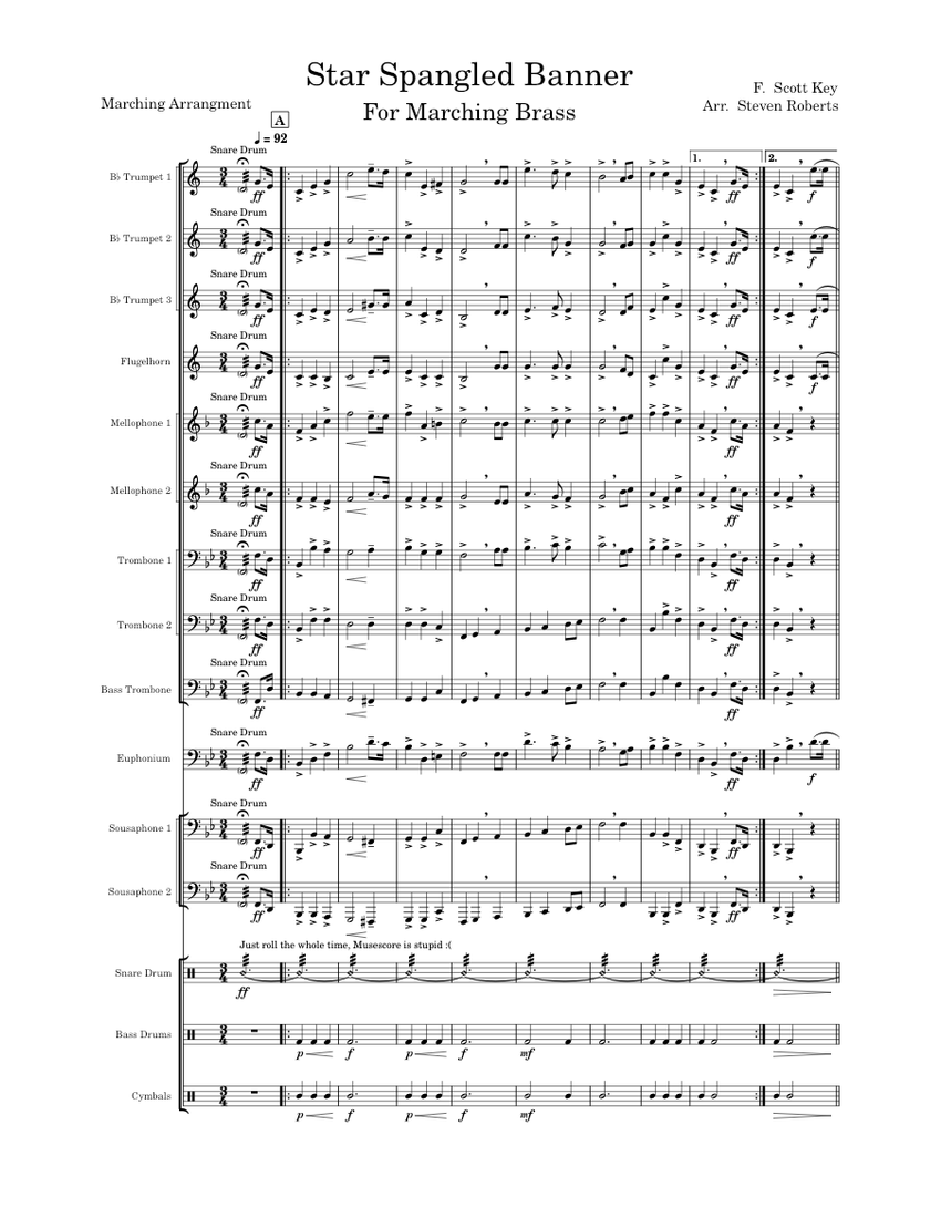 Marching Band Star Spangled Banner – Arr. Steven Roberts - piano tutorial