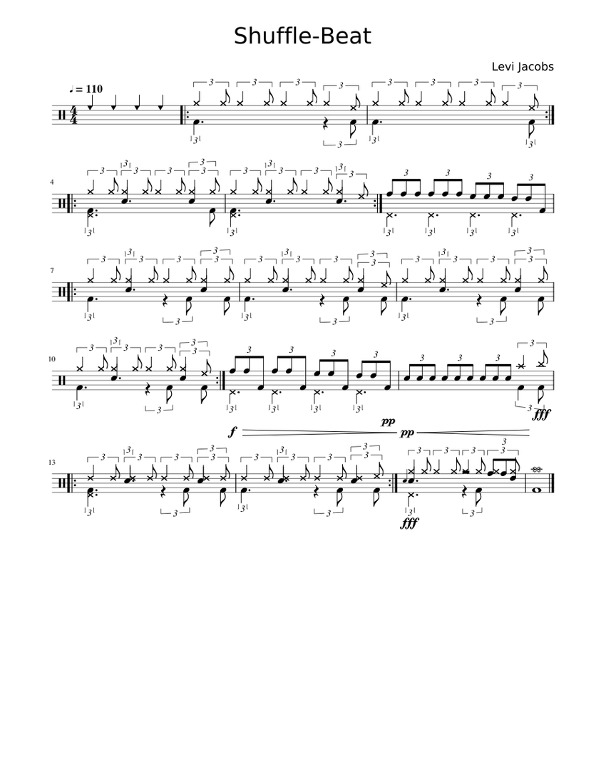 Shuffle-Beat Sheet Music for Drum group (Solo) | MuseScore.com