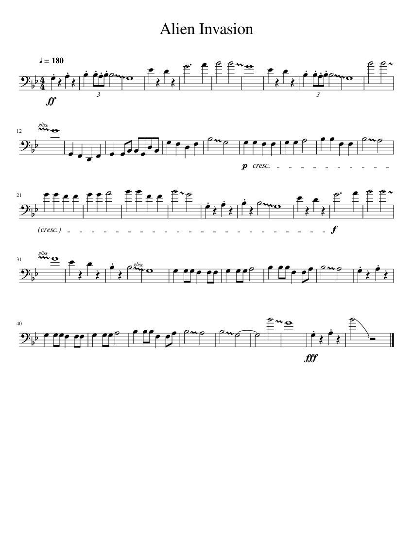 Alien Invasion Sheet Music for Trombone (Solo) | MuseScore.com