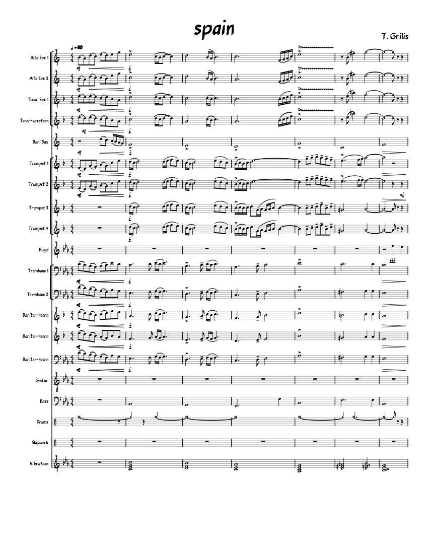 spain Sheet Music for Trombone, Saxophone alto, Saxophone tenor ...