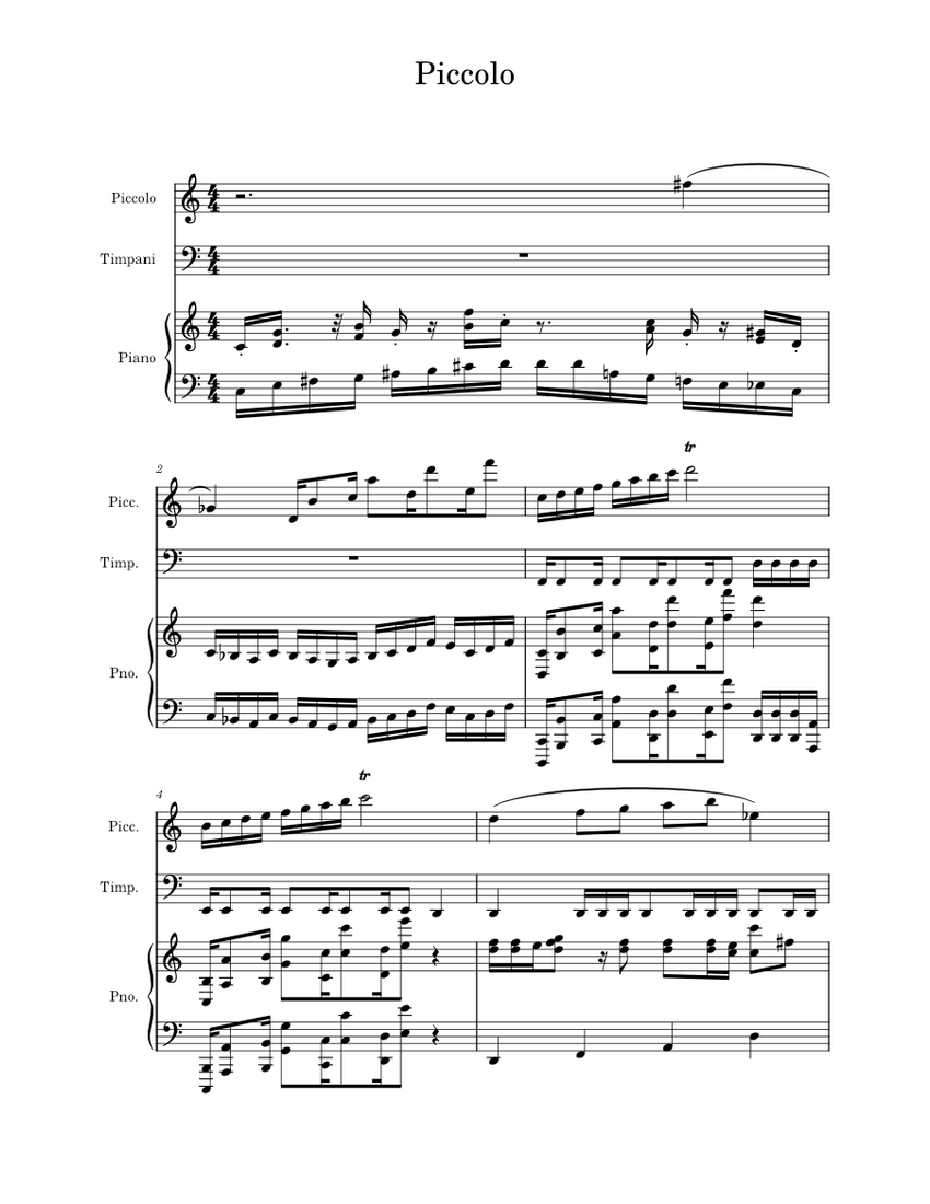 piccolo Sheet music for Piano, Flute piccolo, Timpani (Piano Trio ...