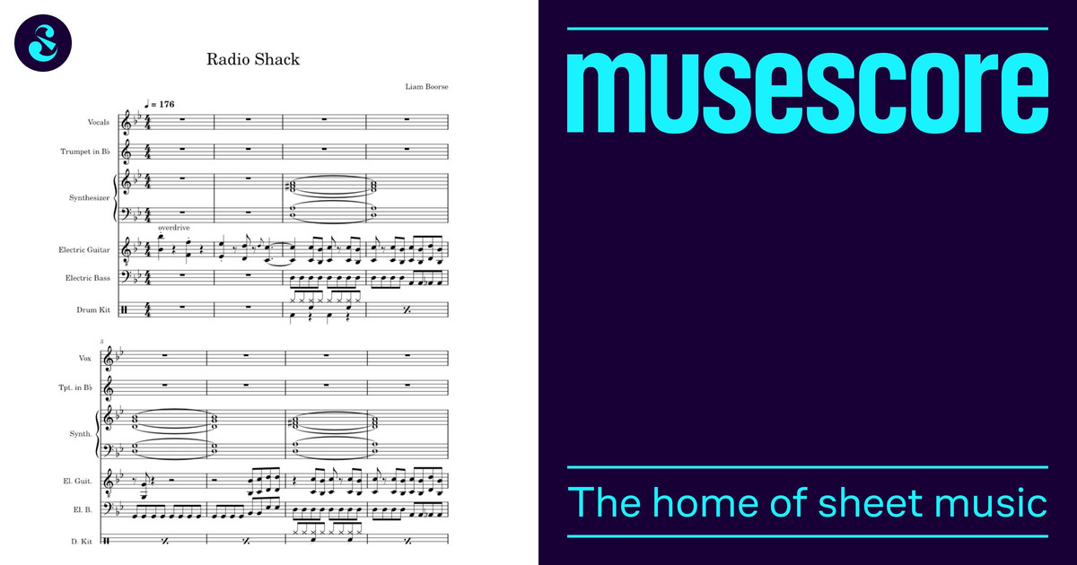 Radio Shack Sheet music for Piano, Guitar, Bass guitar, Drum group ...