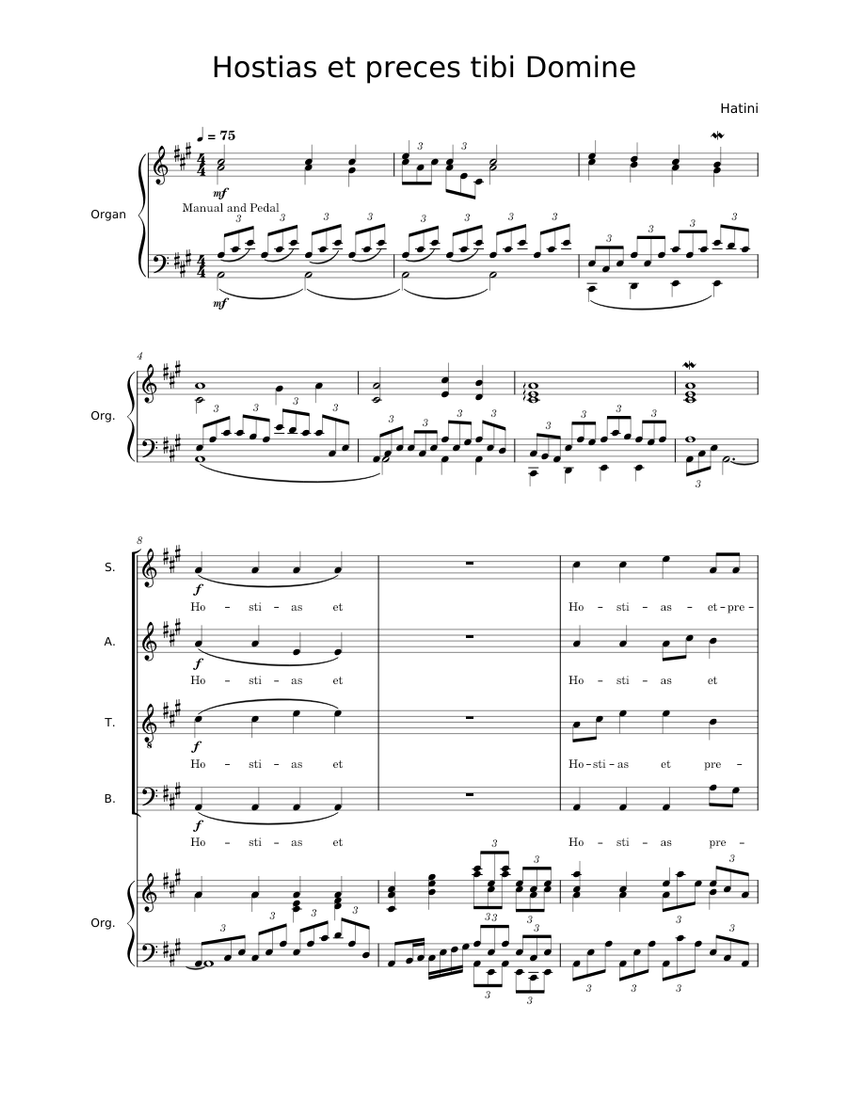 Hostias et preces tibi Domine Sheet music for Soprano, Alto, Tenor ...