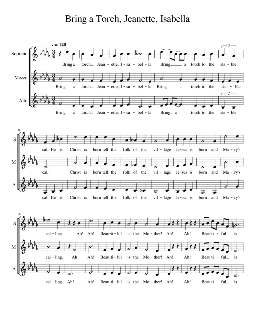 Bring a Torch, Jeanette, Isabella Sheet music for Piano (A Capella ...