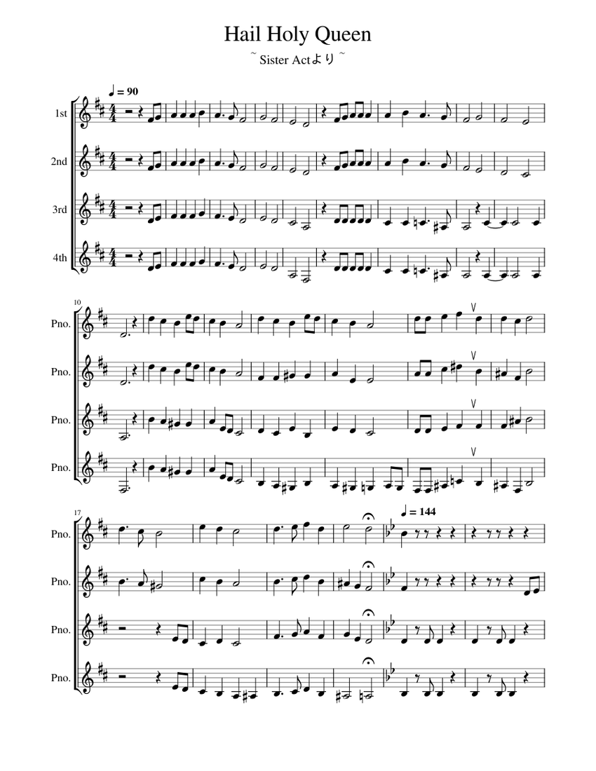 Hail_Holy_Queen Sheet music for Piano (Mixed Quartet) | Musescore.com