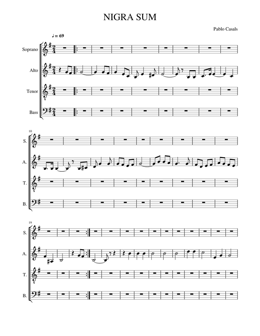 NIGRA SUM Sheet Music for Soprano, Alto, Tenor, Bass voice (Choral ...