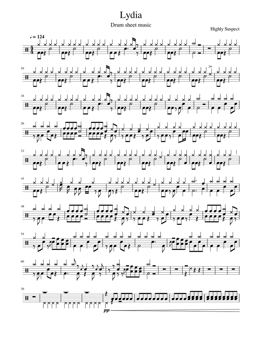 Lydia - Highly Suspect Sheet Music for Drum group (Solo) | MuseScore.com