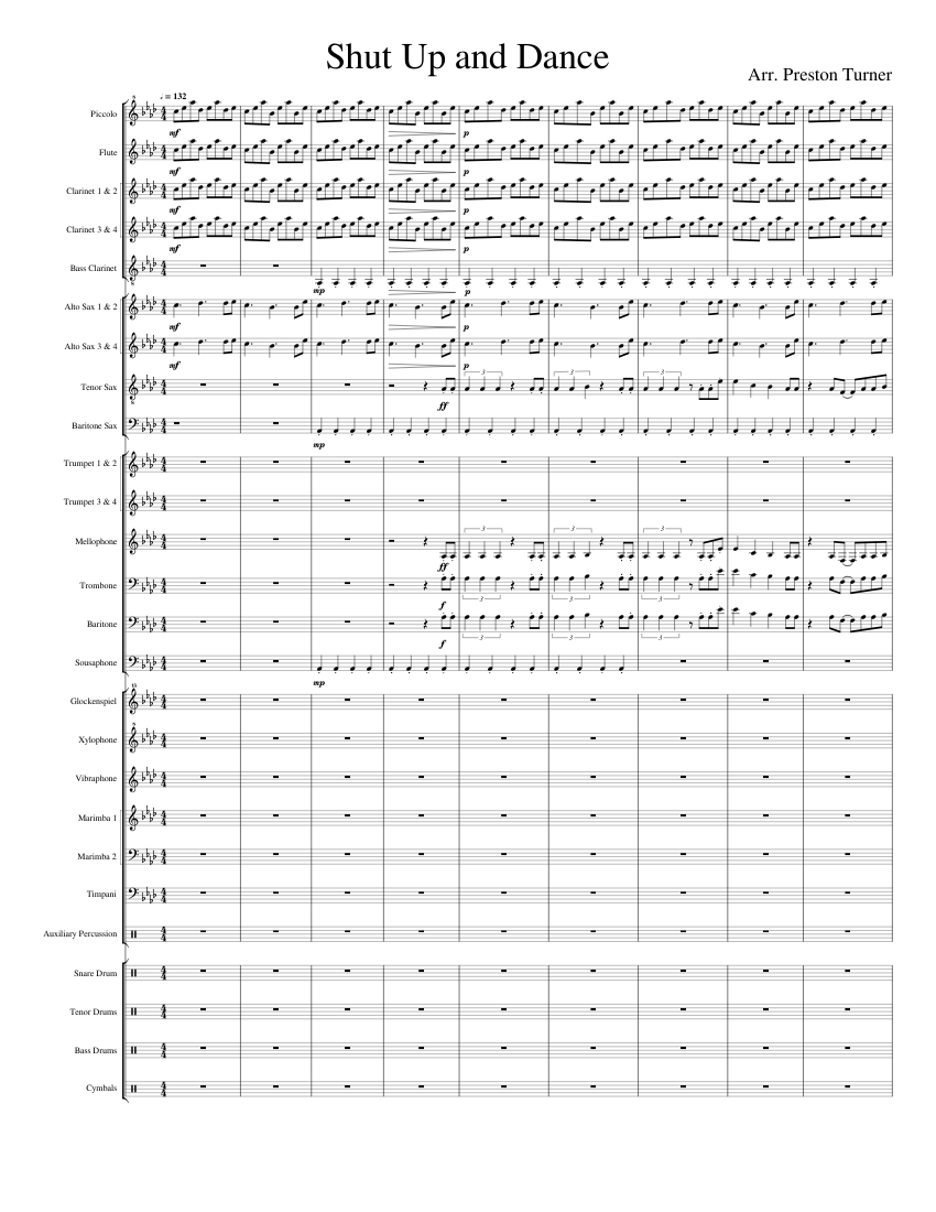 Shut Up and Dance Sheet Music for Trombone, Tuba, Flute piccolo, Flute ...