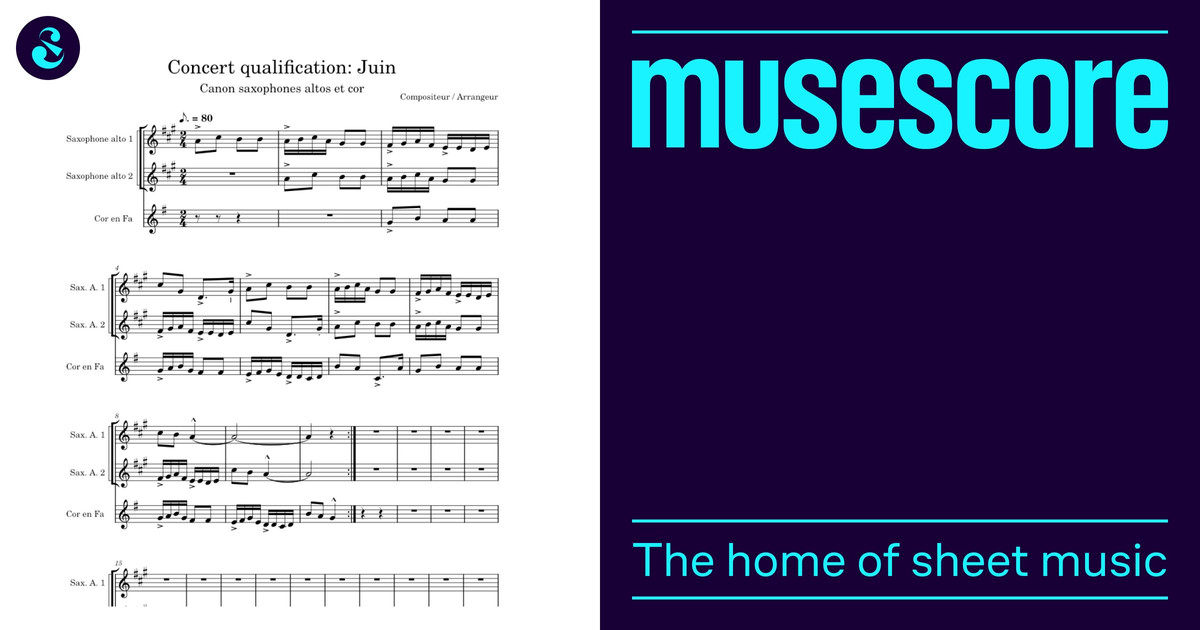 Canon saxophones alto et cor – Sheet Music for Saxophone alto, French ...