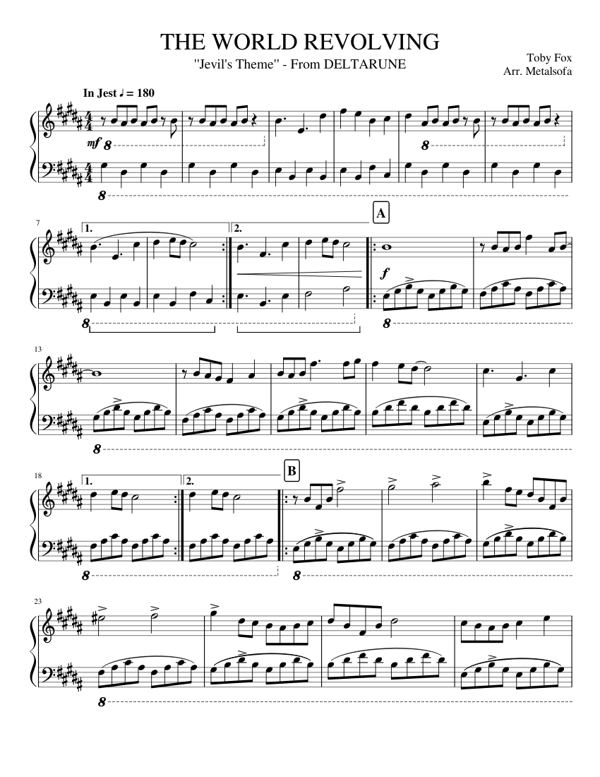 THE WORLD REVOLVING - Easy Sheet Music for Piano (Solo) | MuseScore.com