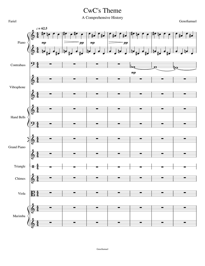 CwC's Theme Sheet music for Piano, Contrabass, Vibraphone, Viola & more ...