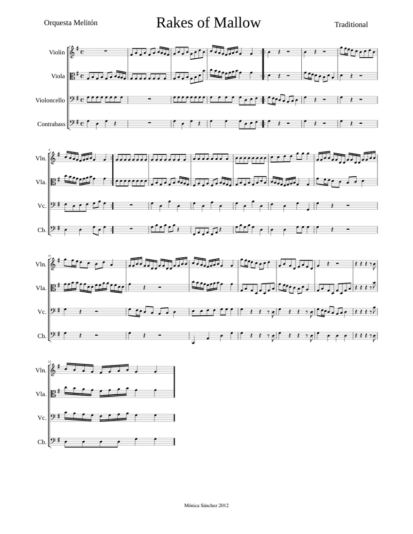 rakes of mallow traditional Sheet Music for Violin, Viola, Woodwinds ...