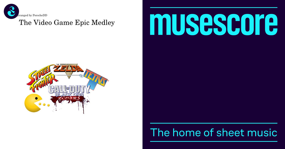 The Video Game Medley Sheet music for Guitar, Bass guitar, Drum group ...