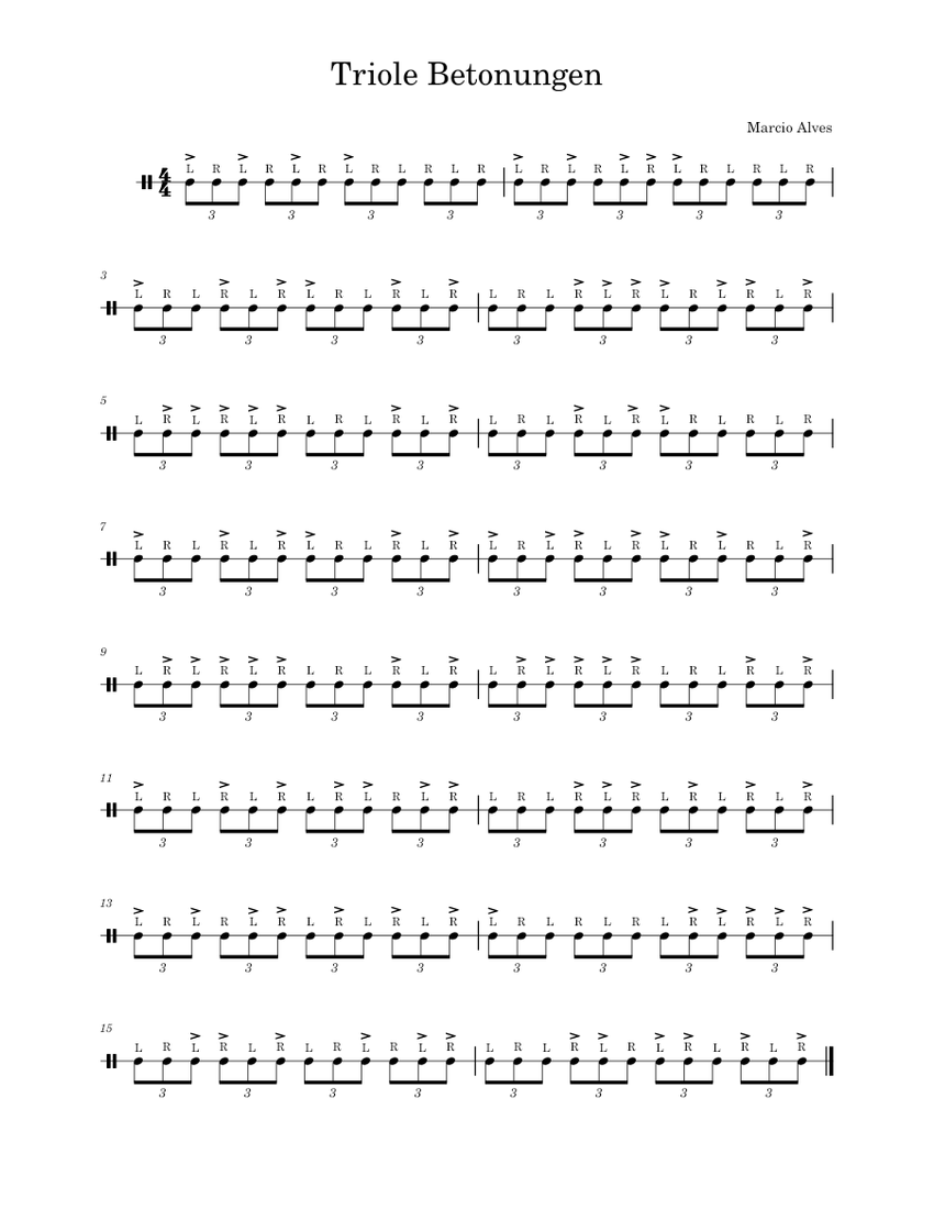 Triole Betonungen Sheet music for Snare drum (Solo) | Musescore.com