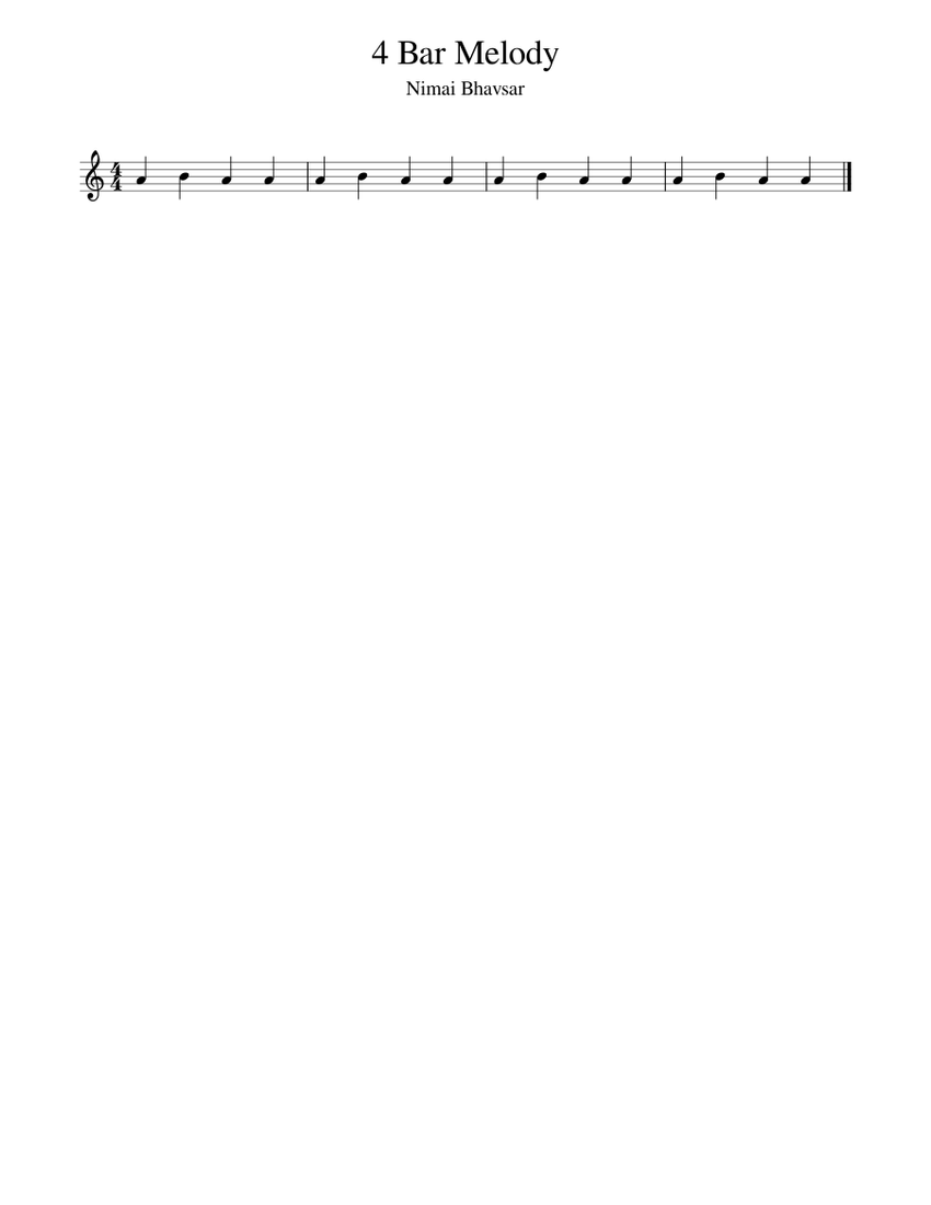 4 Bar Melody Sheet Music for Piano (Solo) easy | MuseScore.com