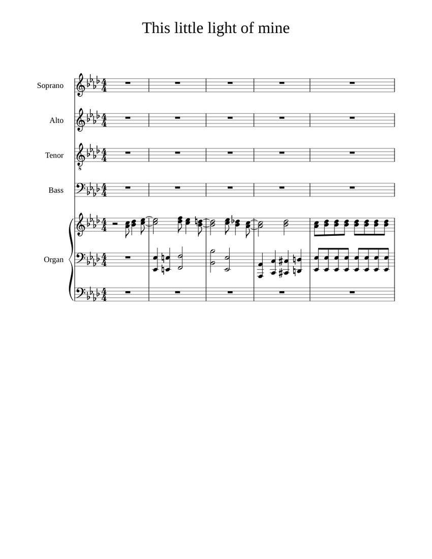 This little light of mine Sheet music for Organ, Bass guitar (Mixed ...