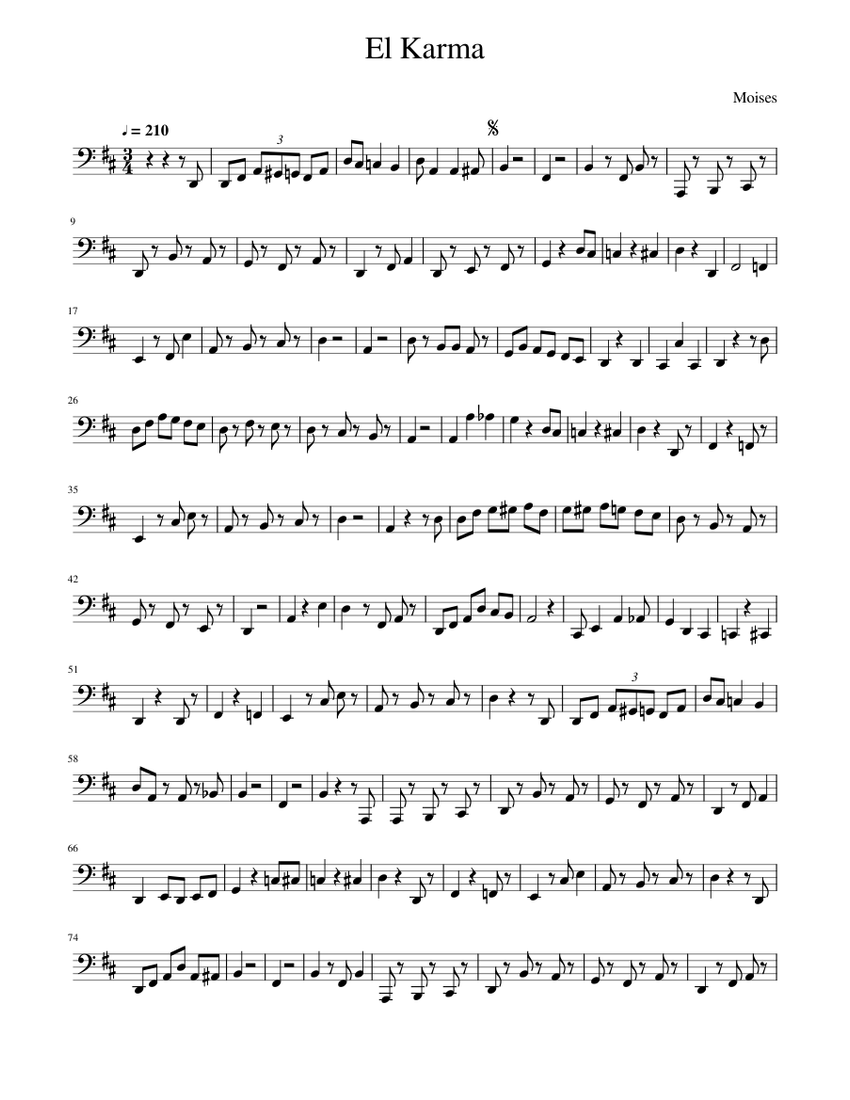 El Karma Sheet Music for Tuba (Solo) | MuseScore.com