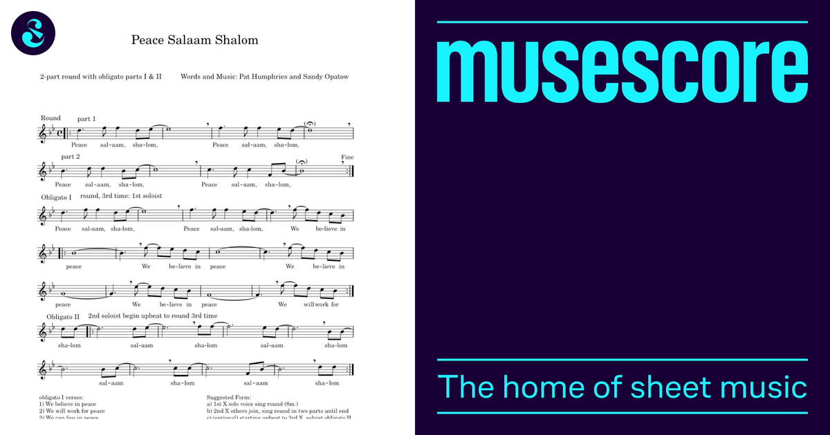 Peace Salaam Shalom - Pat Humphries Sheet Music for Synthesizer (Solo ...