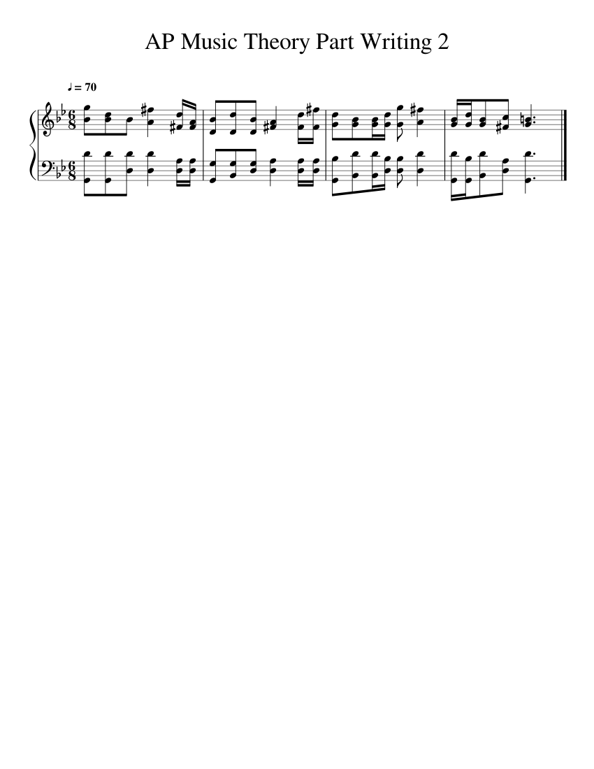 AP Music Theory Part Writing Practice Sheet music for Piano (Solo ...