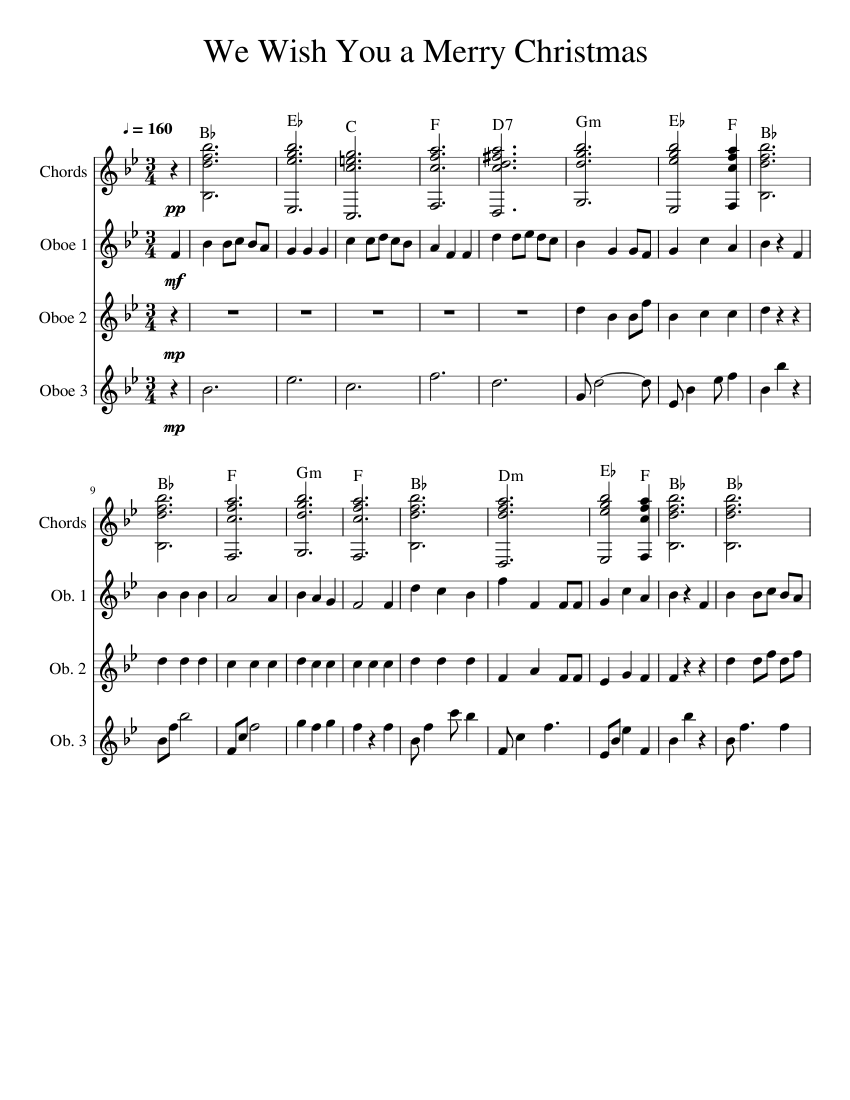 We Wish You a Merry Christmas Sheet music for Oboe (Woodwind Trio ...