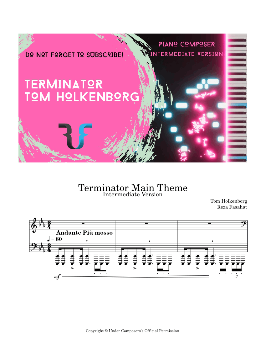 Terminator Main Theme – 2021 Title Theme Sheet music for Piano (Solo ...