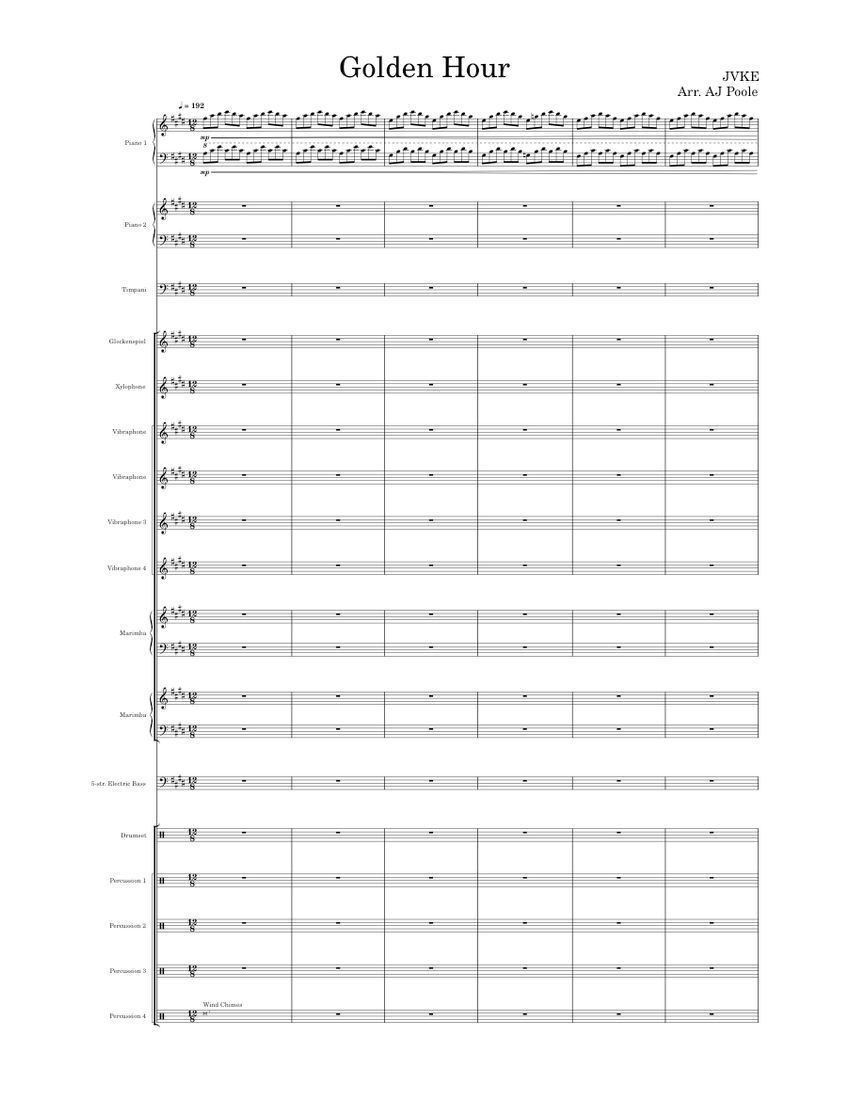 Golden hour – JVKE Golden_Hour Sheet music for Piano, Vibraphone ...