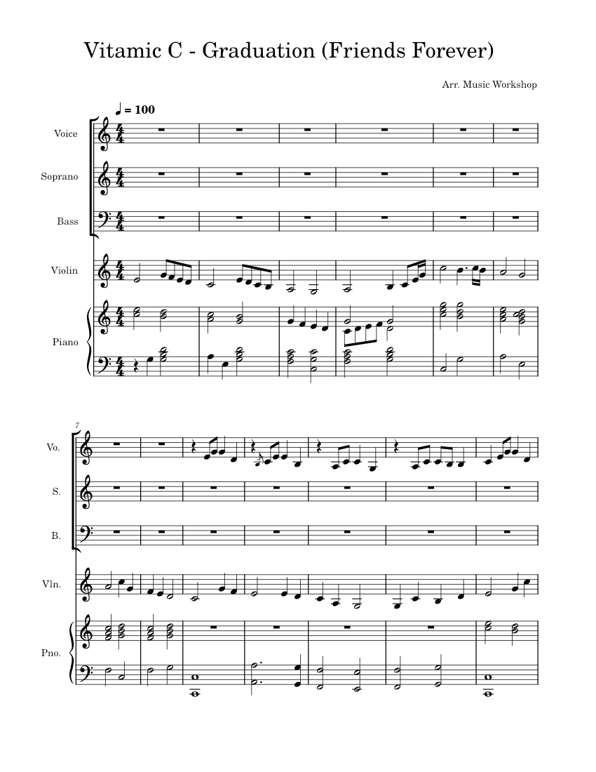 Vitamic C - Graduation Friends Forever Sheet Music for Piano, Soprano ...