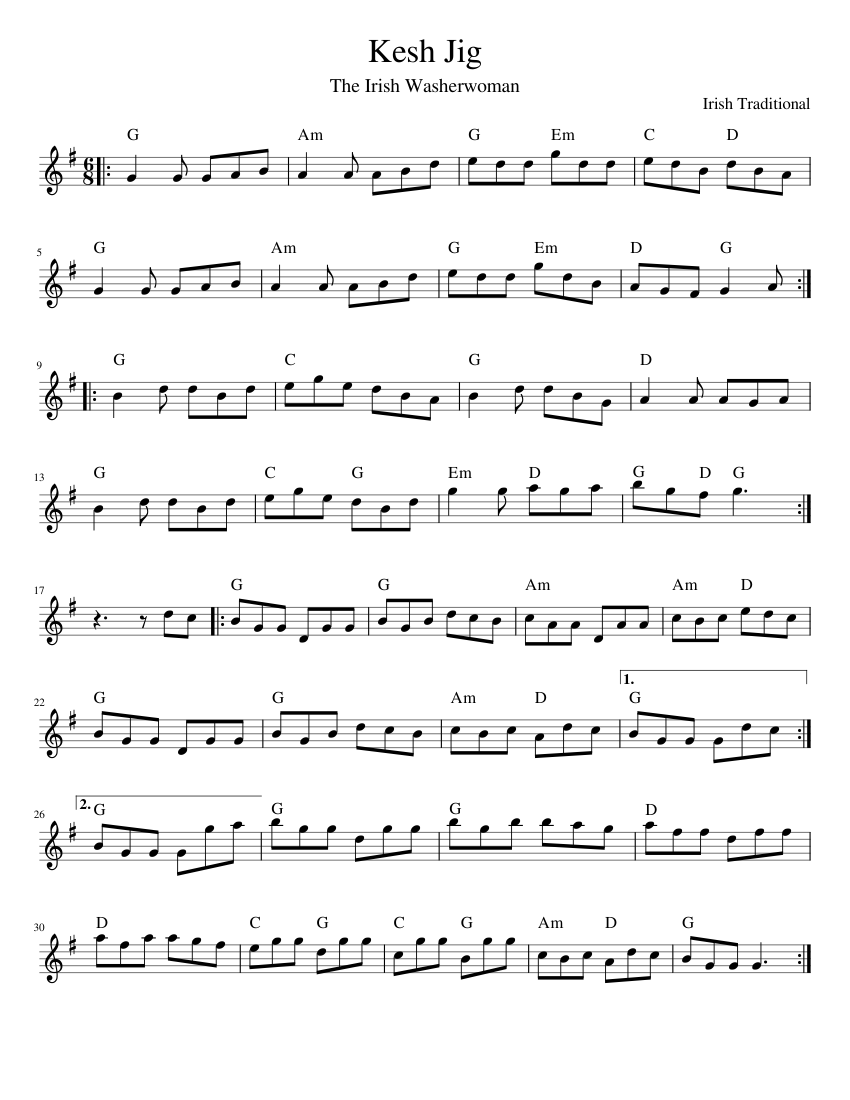 Kesh Jig Sheet Music with Chords for Piano (Solo) easy | MuseScore.com