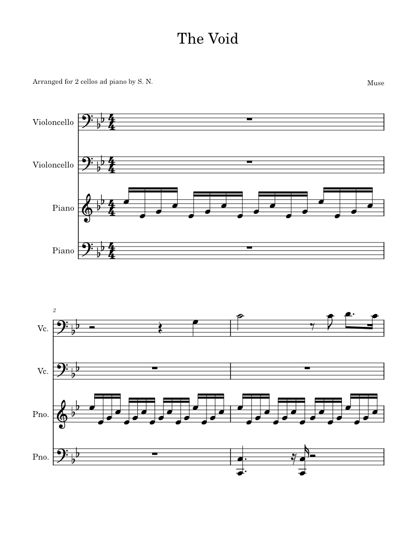 The void – Muse Sheet Music for Piano, Cello (Mixed Trio) | MuseScore.com