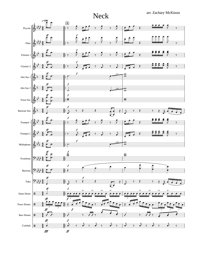 Neck Sheet Music for Trombone, Tuba, Flute, Oboe & more instruments ...