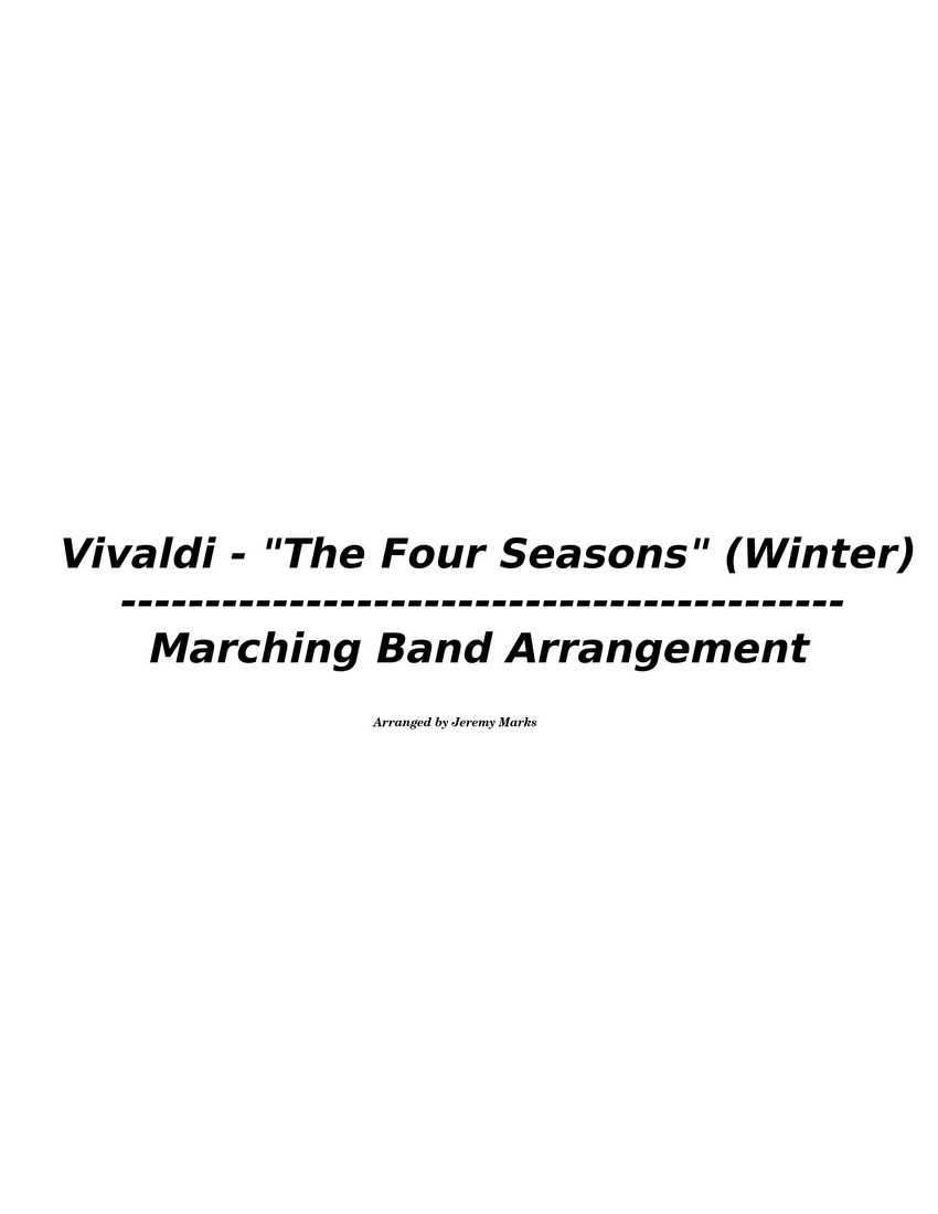 The four seasons - winter – Antonio Vivaldi | Drum And Bugle Corps ...
