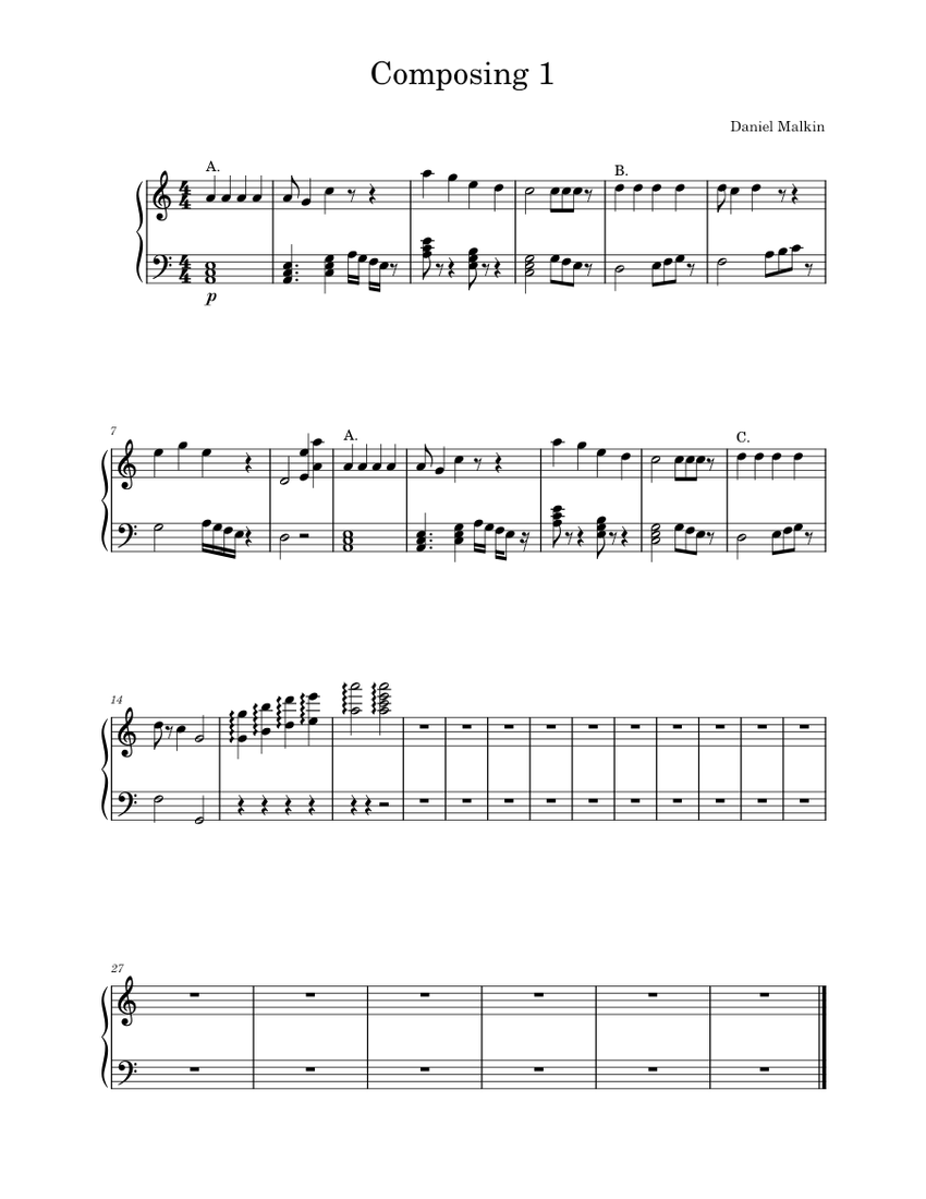 Composing_1 Sheet music for Piano (Solo) Easy | Musescore.com