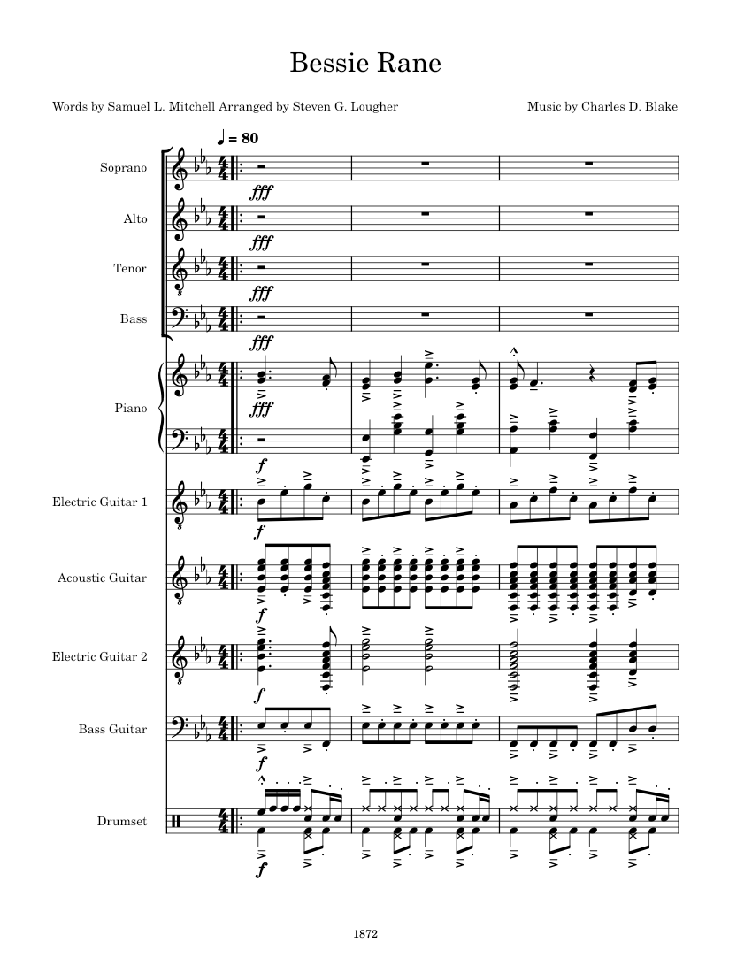 Bessie Rane – Charles D. Blake Sheet music for Piano, Soprano, Alto ...