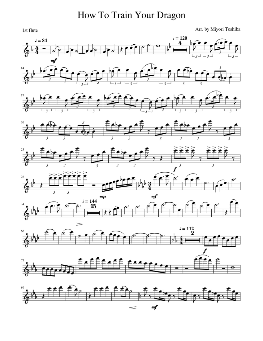 How To Train Your Dragon (1st flute) Sheet Music for Flute (Solo ...