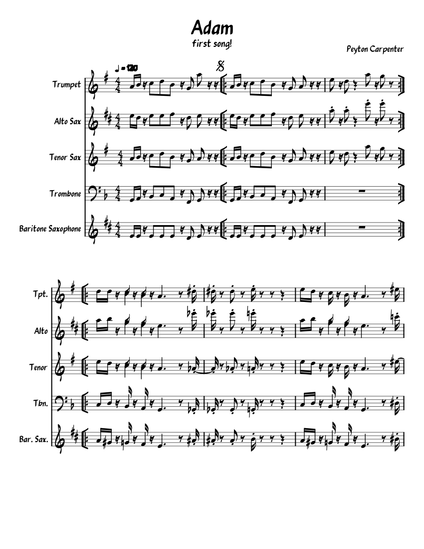 Adam Sheet music for Trombone, Saxophone alto, Saxophone tenor ...