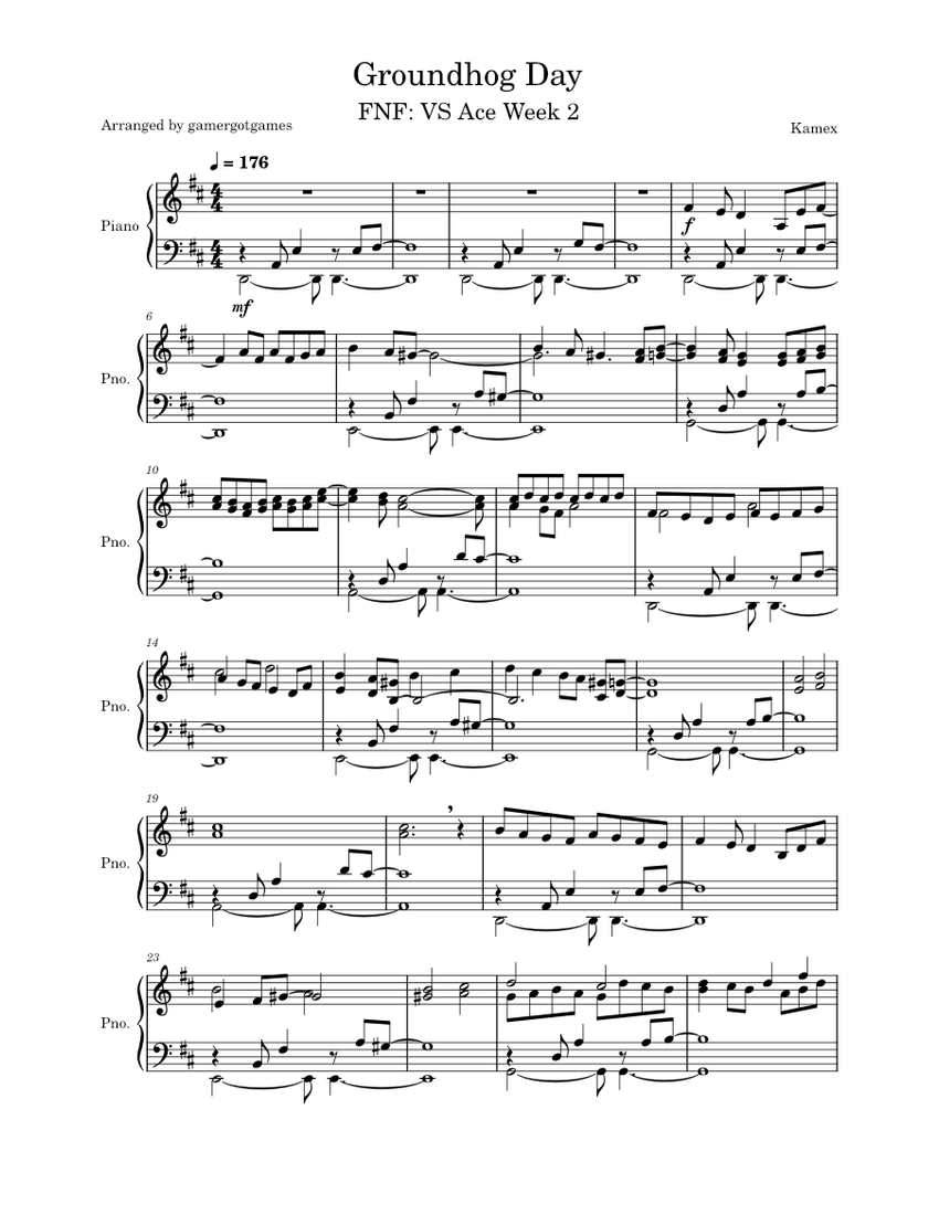 Groundhog Day – Kamex Sheet Music for Piano (Solo) | MuseScore.com