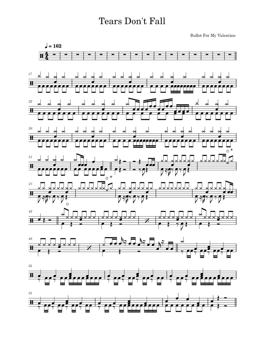 Tears dont fall – Bullet for My Valentine (Drums) Sheet music for Drum ...