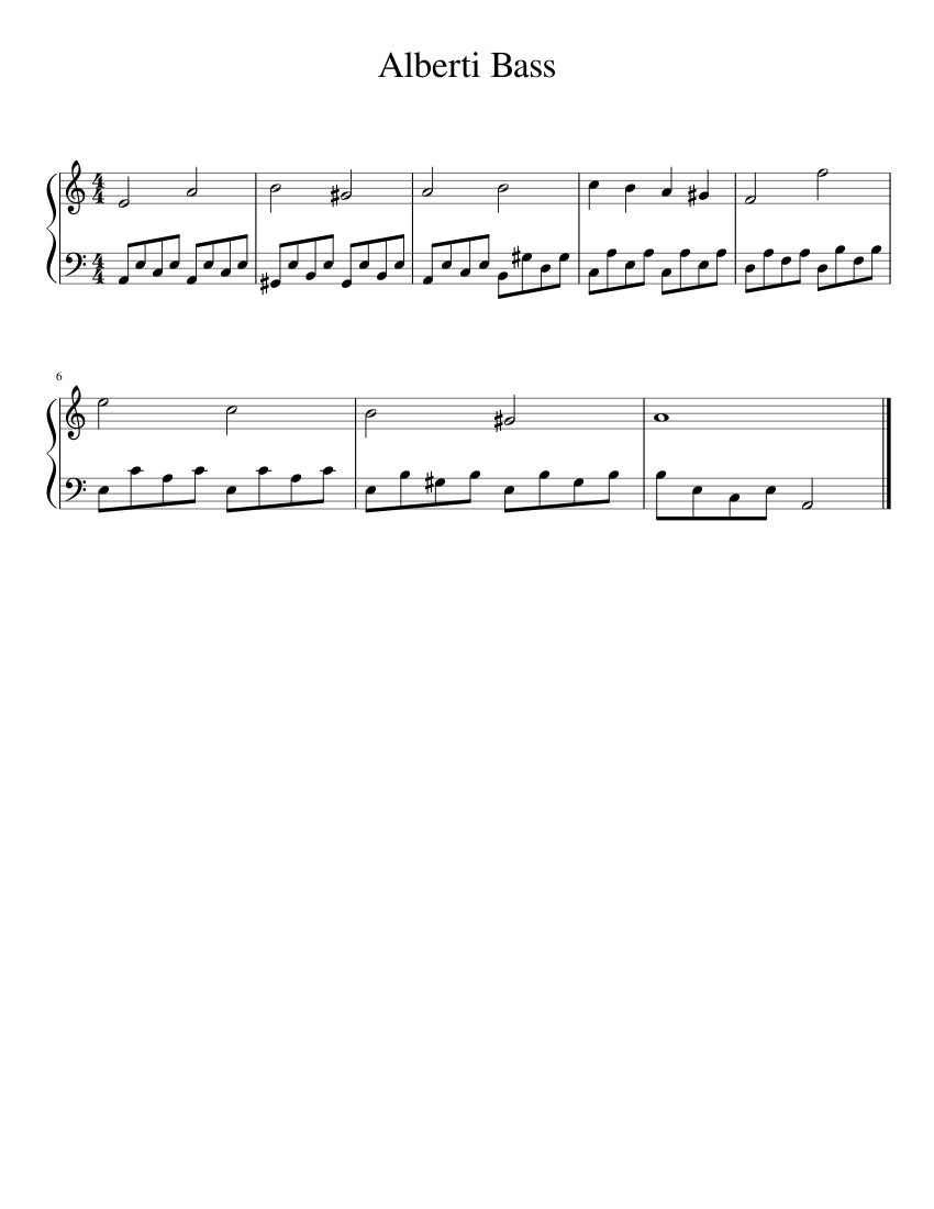Alberti Bass Sheet Music for Piano (Solo) easy | MuseScore.com
