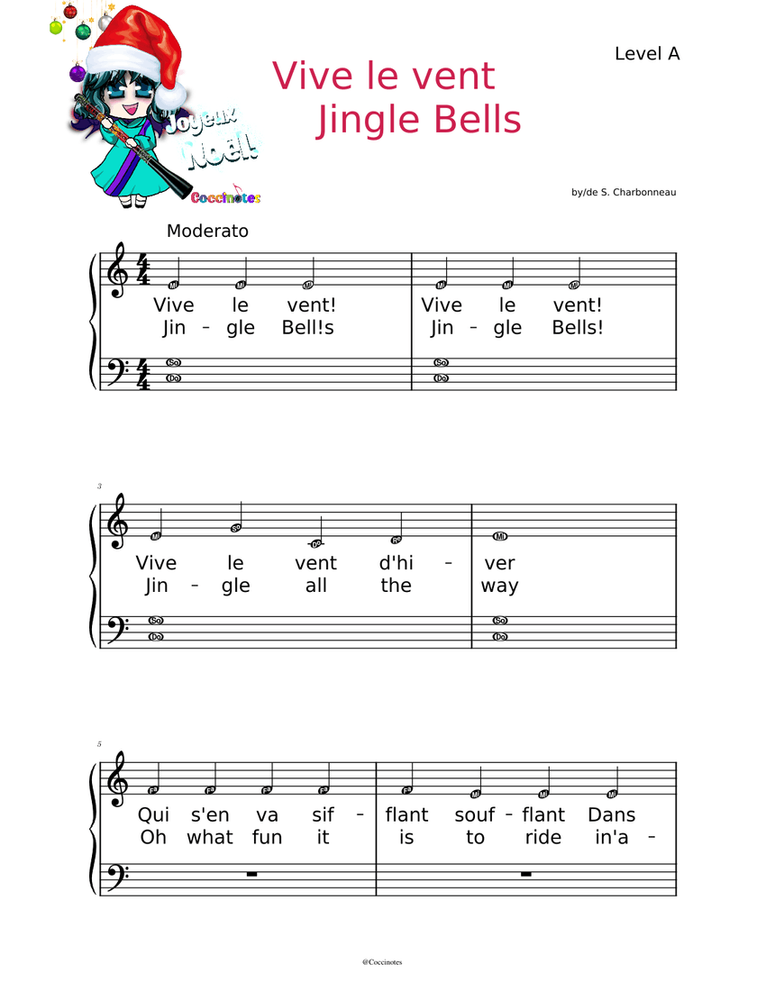 Vive le vent & Jingle Bells - Level A/B Sheet music for Piano (Solo ...