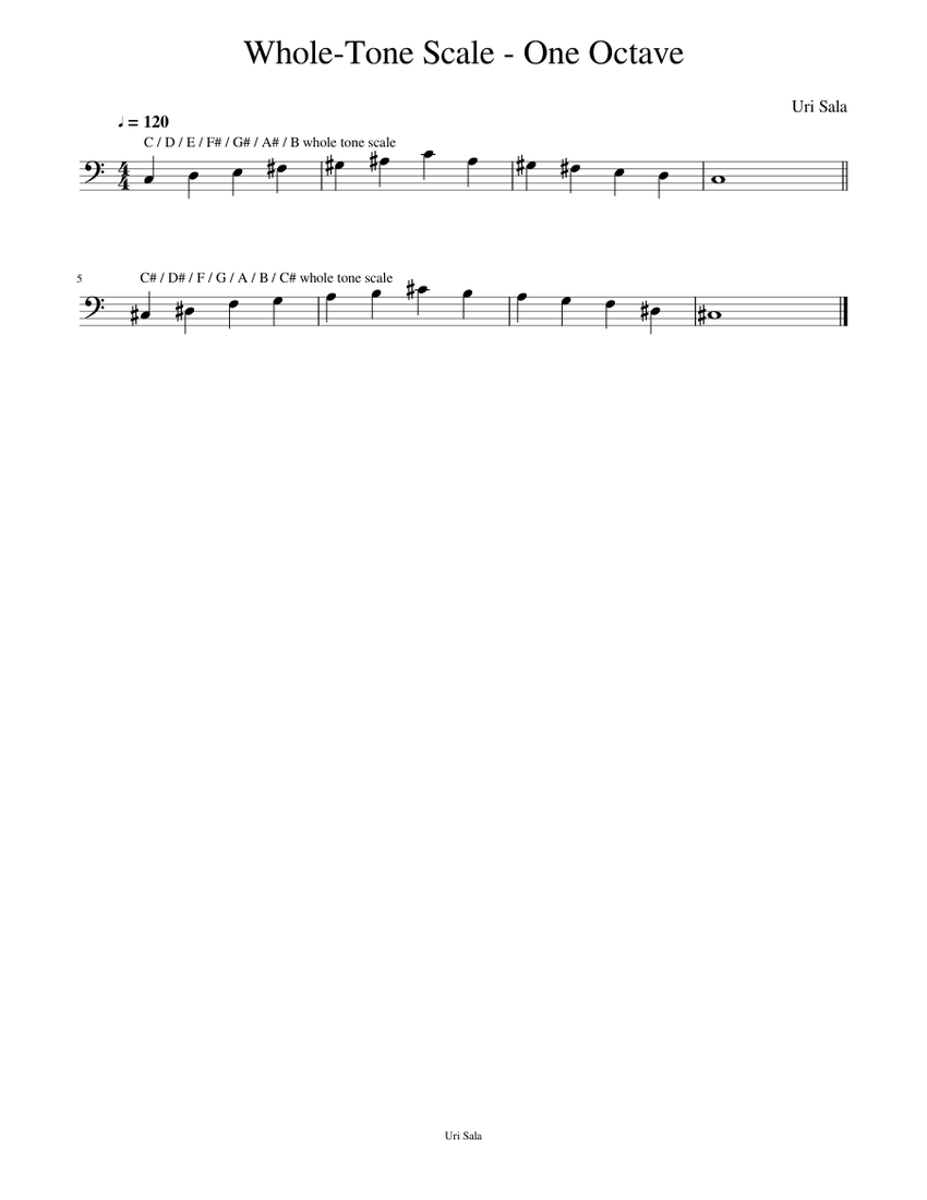 Whole-Tone Scale - One Octave Sheet music for Piano (Solo) Easy ...