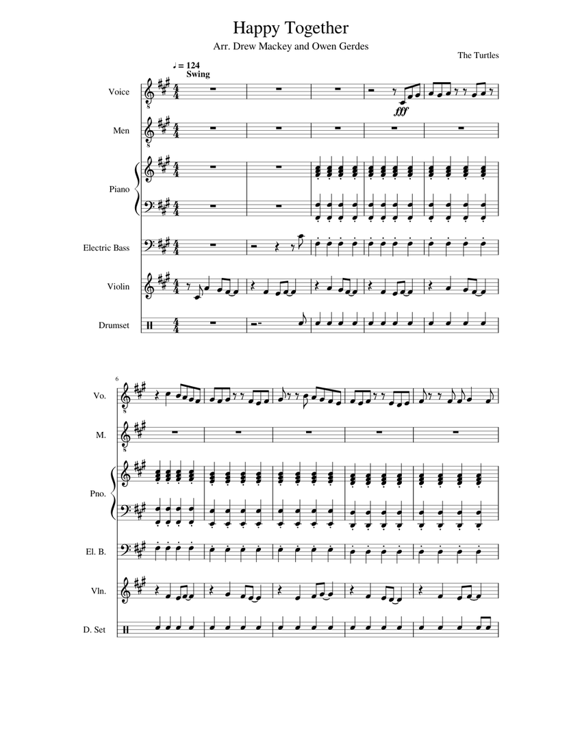 Happy Together Sheet Music for Piano, Vocals, Male, Violin & more ...